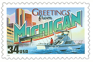 Greetings Form America Commemorative Postage Stamp of Michigan State ...